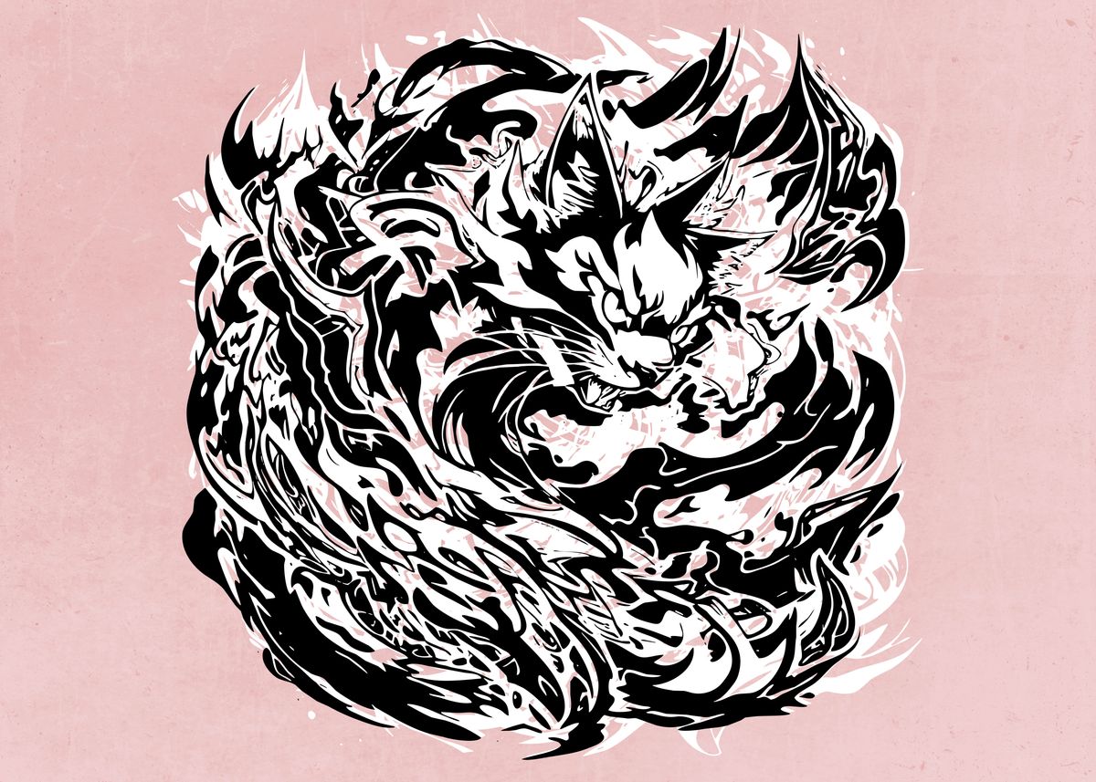 'Abstract Hypercat ' Poster, picture, metal print, paint by One Red Fox ...