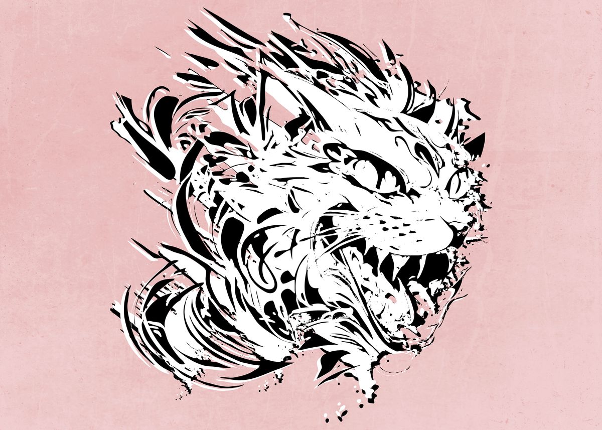 'Abstract Hypercat ' Poster, picture, metal print, paint by One Red Fox ...