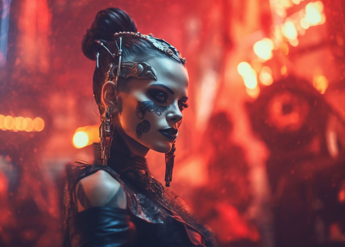 'Cyberpunk Party Girl' Poster, picture, metal print, paint by ...