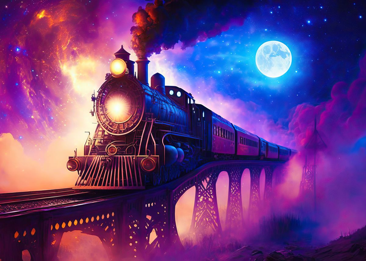 'Steampunk Galaxy Train 02' Poster, picture, metal print, paint by ...