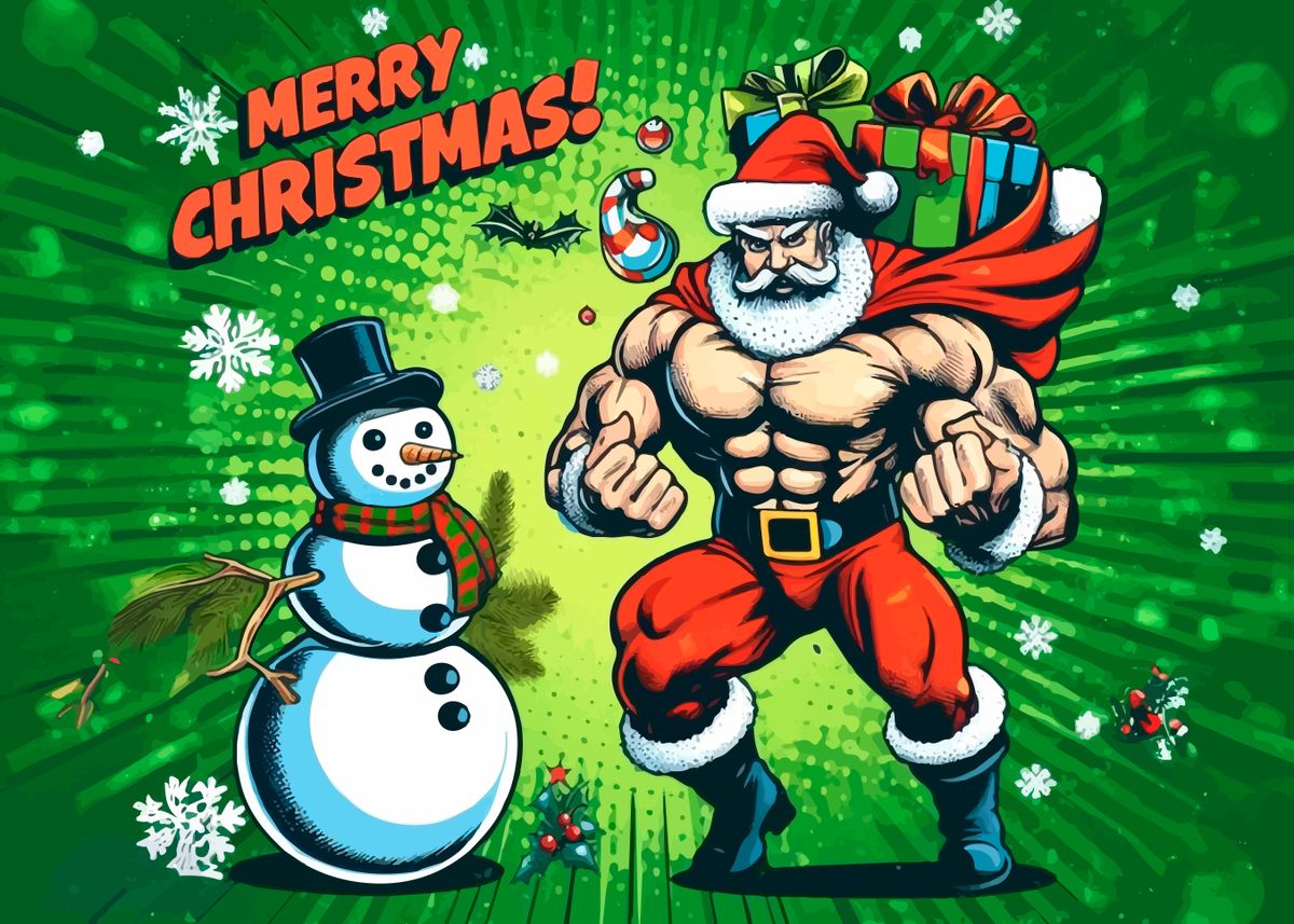 'SANTA CLAUS SUPER HERO' Poster, picture, metal print, paint by Osvaldo ...