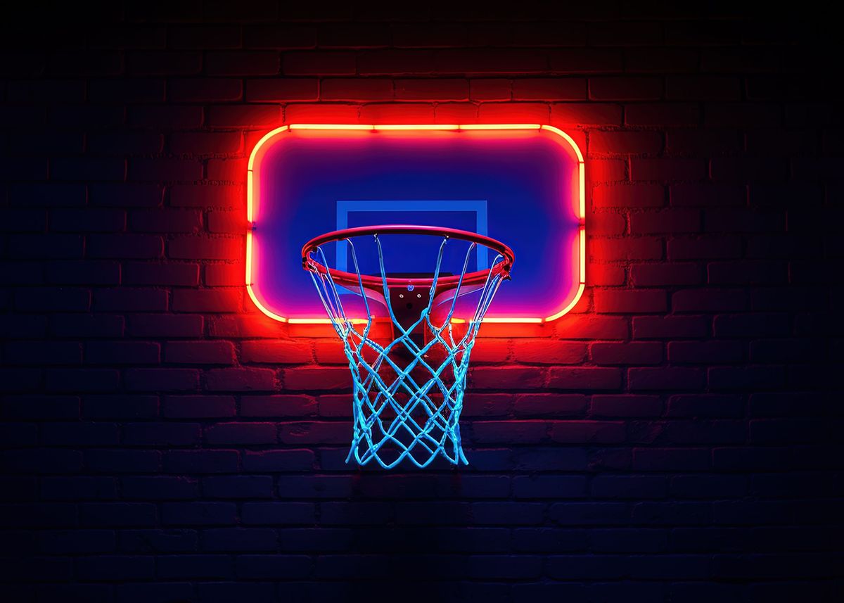 'Neon Basketball Hoop' Poster, picture, metal print, paint by Youwantit ...