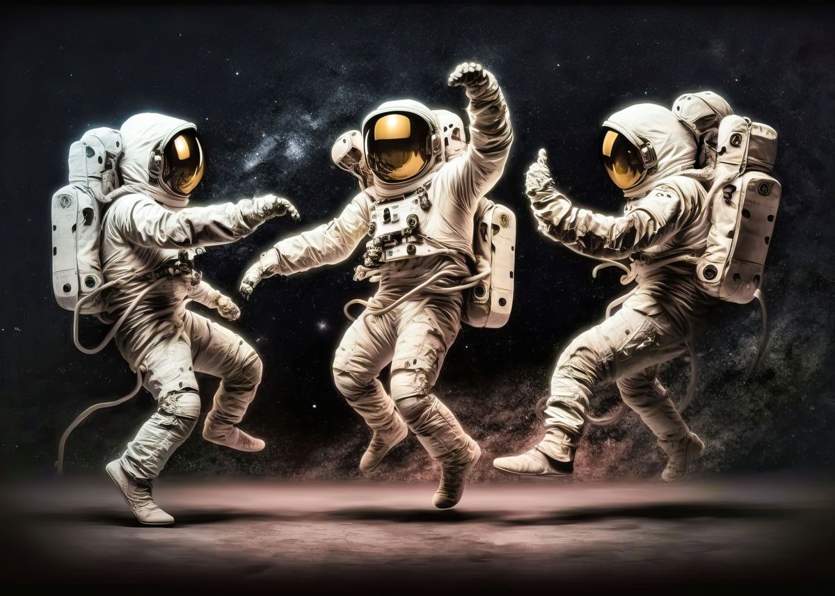 'Dancing Astronauts 01' Poster, picture, metal print, paint by Matthias ...