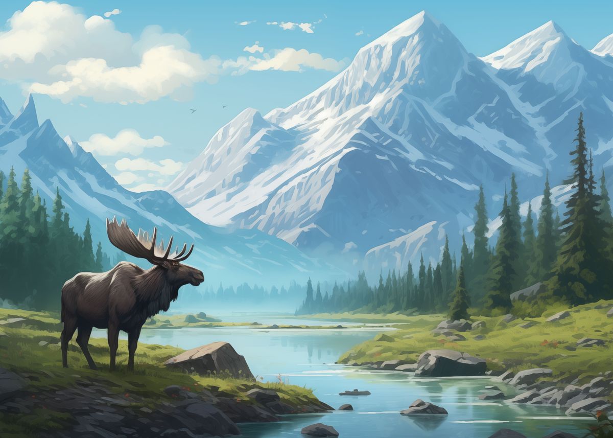 'The Majestic Moose' Poster, picture, metal print, paint by Keller ...