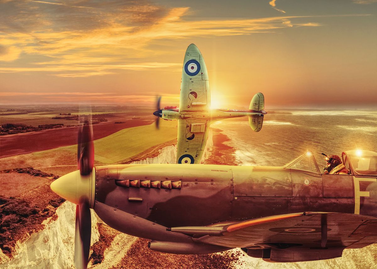 'Spitfire Duo Return' Poster, picture, metal print, paint by Arts and ...