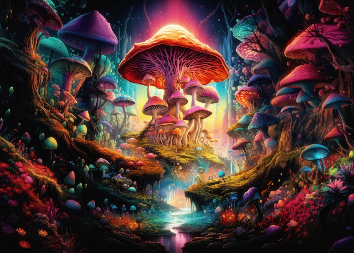 'Magic Mushroom Land' Poster, picture, metal print, paint by Craig ...