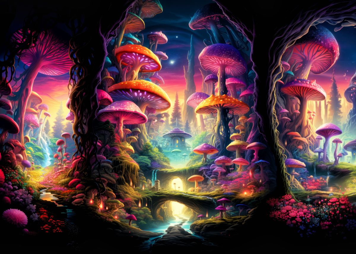 'Fantasy Mushroom Land' Poster, picture, metal print, paint by Craig ...