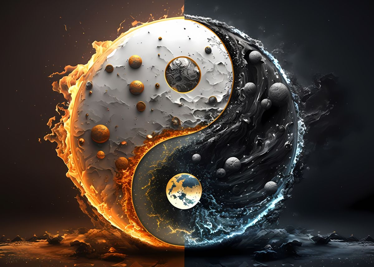 'Fire and Ice Yin and Yang' Poster, picture, metal print, paint by ART ...