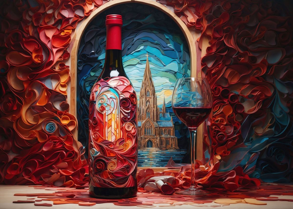 'Wine Bottle Cathedral View' Poster, picture, metal print, paint by LP ...