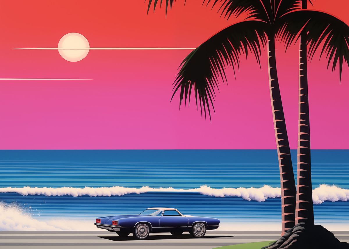 'Tropical Pacific Drive' Poster, picture, metal print, paint by Akaiji ...