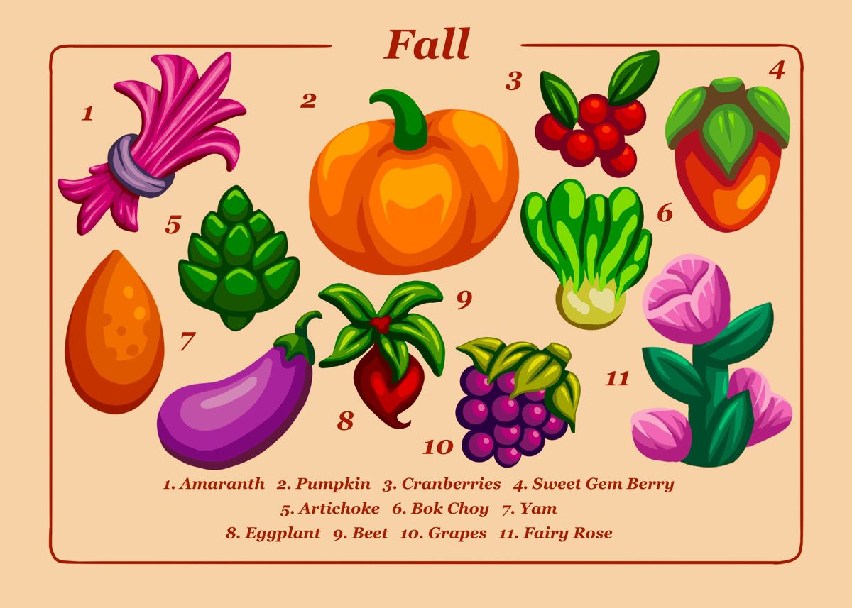 'Fall Crops Stardew' Poster, picture, metal print, paint by Sam | Displate