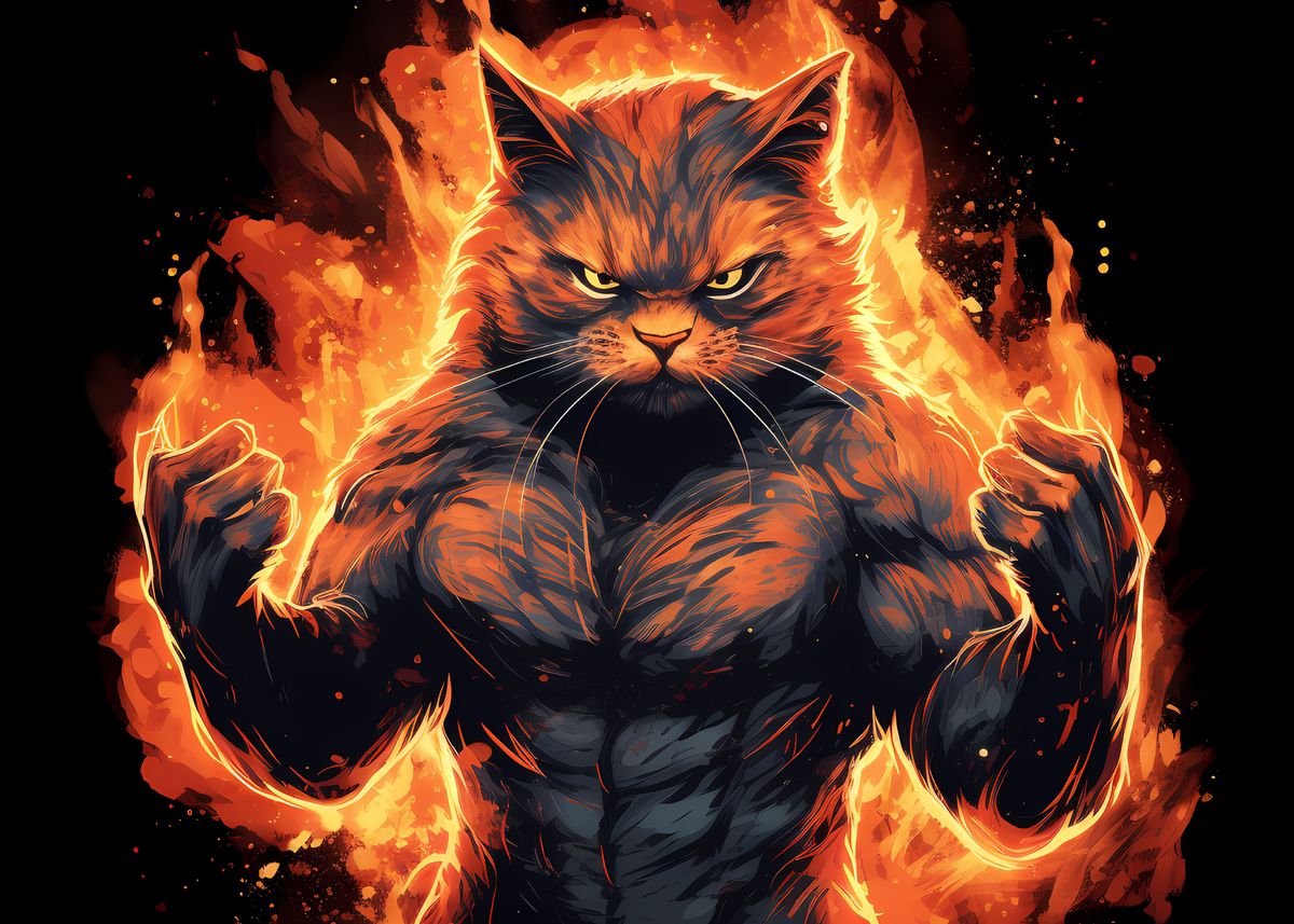 'Angry Cat' Poster, picture, metal print, paint by Chad Walker | Displate