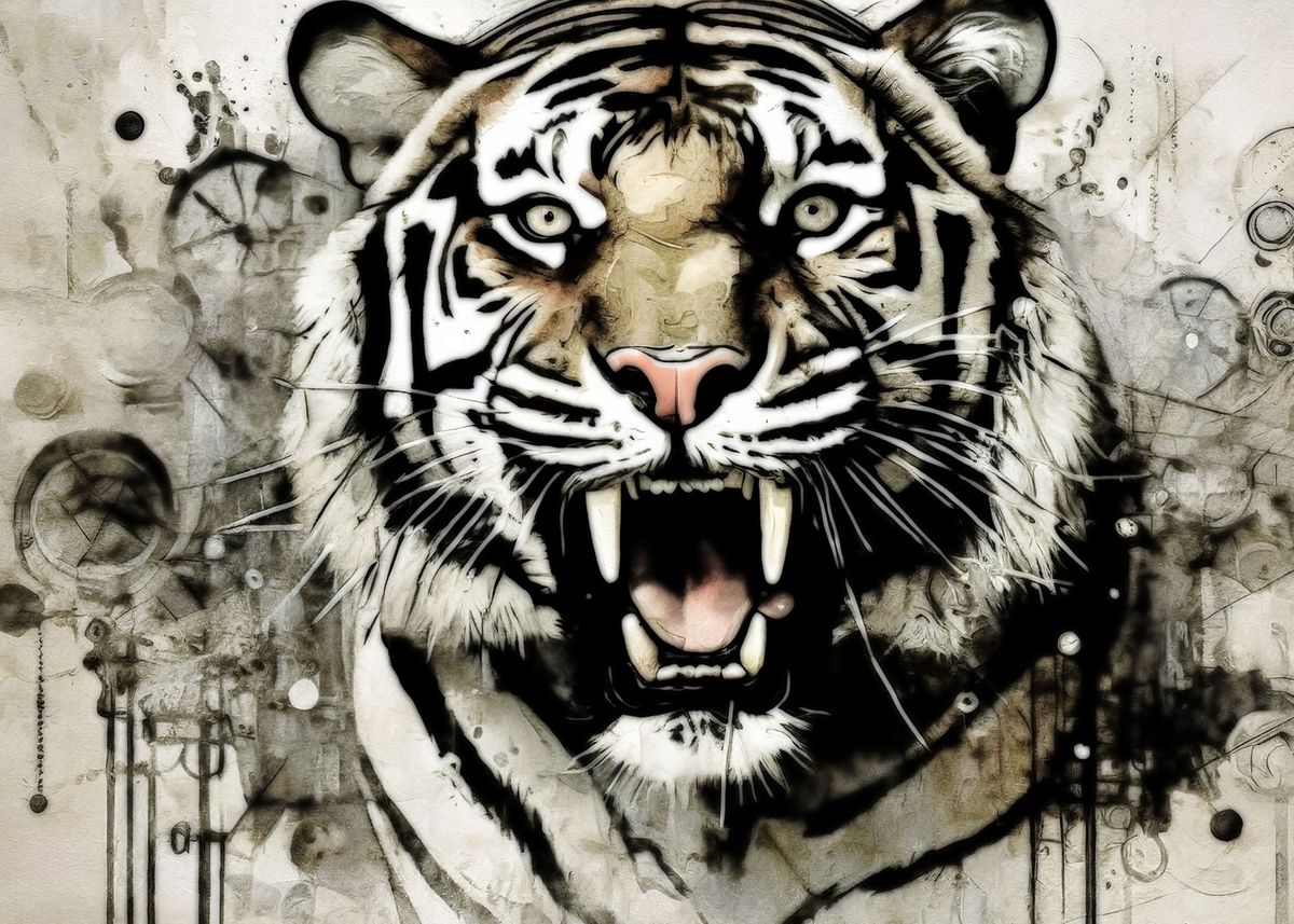 'tiger screaming' Poster, picture, metal print, paint by luigi diamanti ...