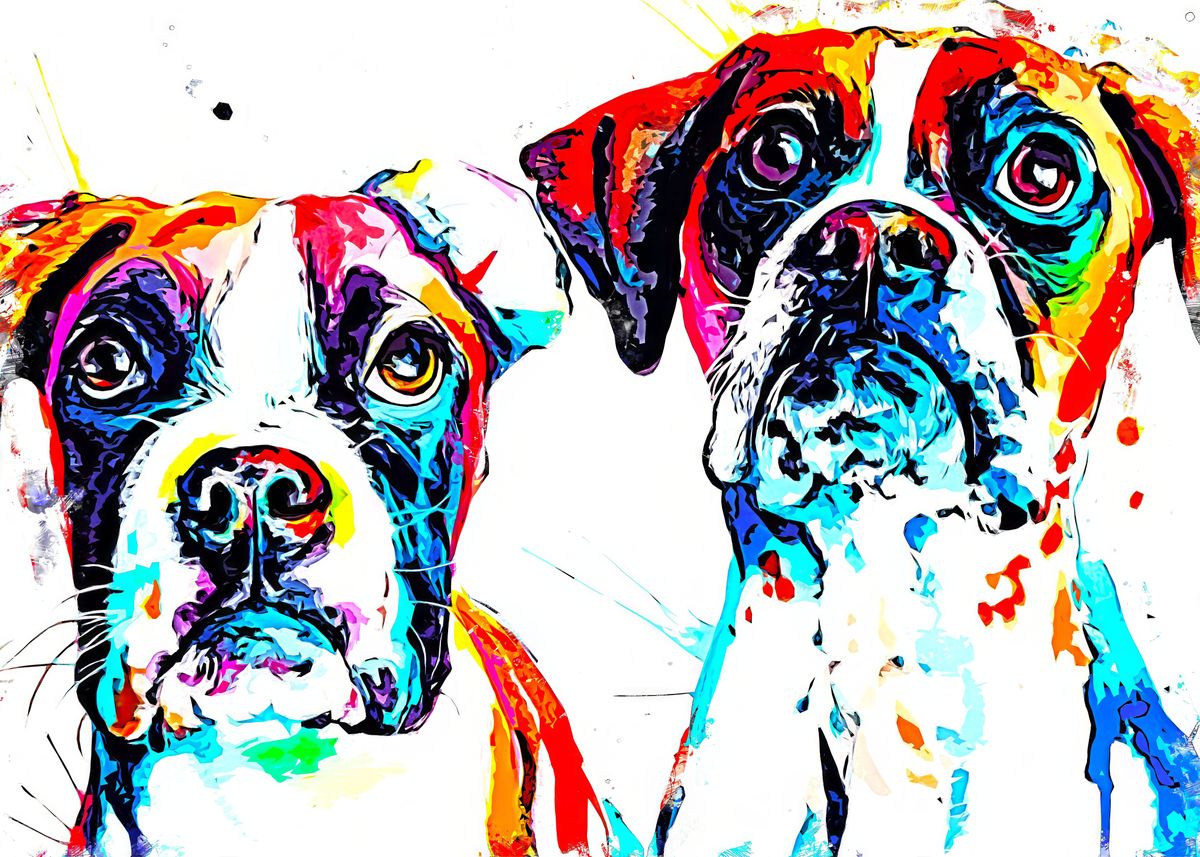 'Boxer dog' Poster, picture, metal print, paint by Graphics GC | Displate