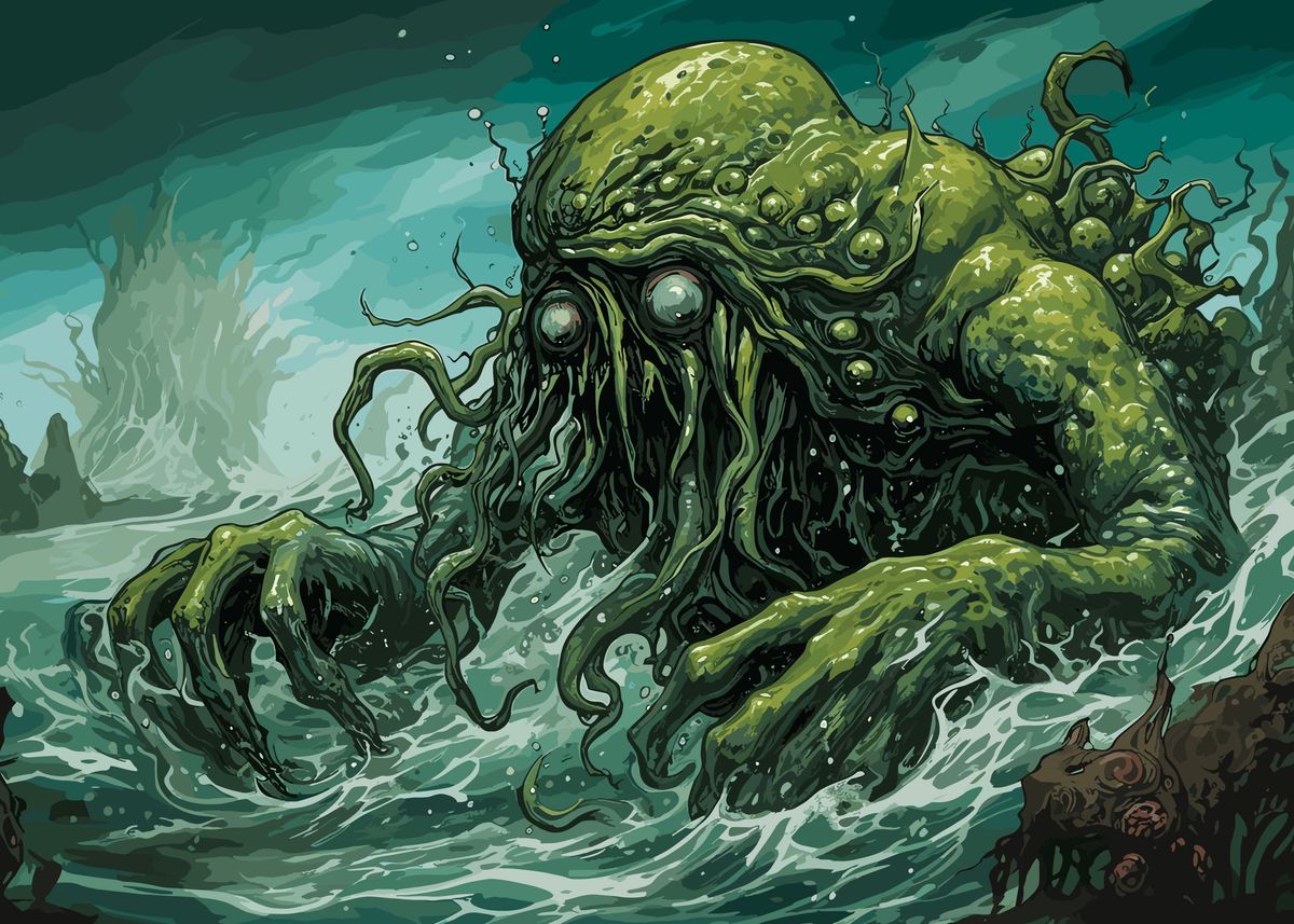 'Slimy Green Monster' Poster, picture, metal print, paint by ...