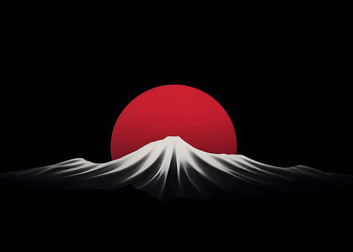 'Red Moon Japan ' Poster, picture, metal print, paint by designgraphic1 ...