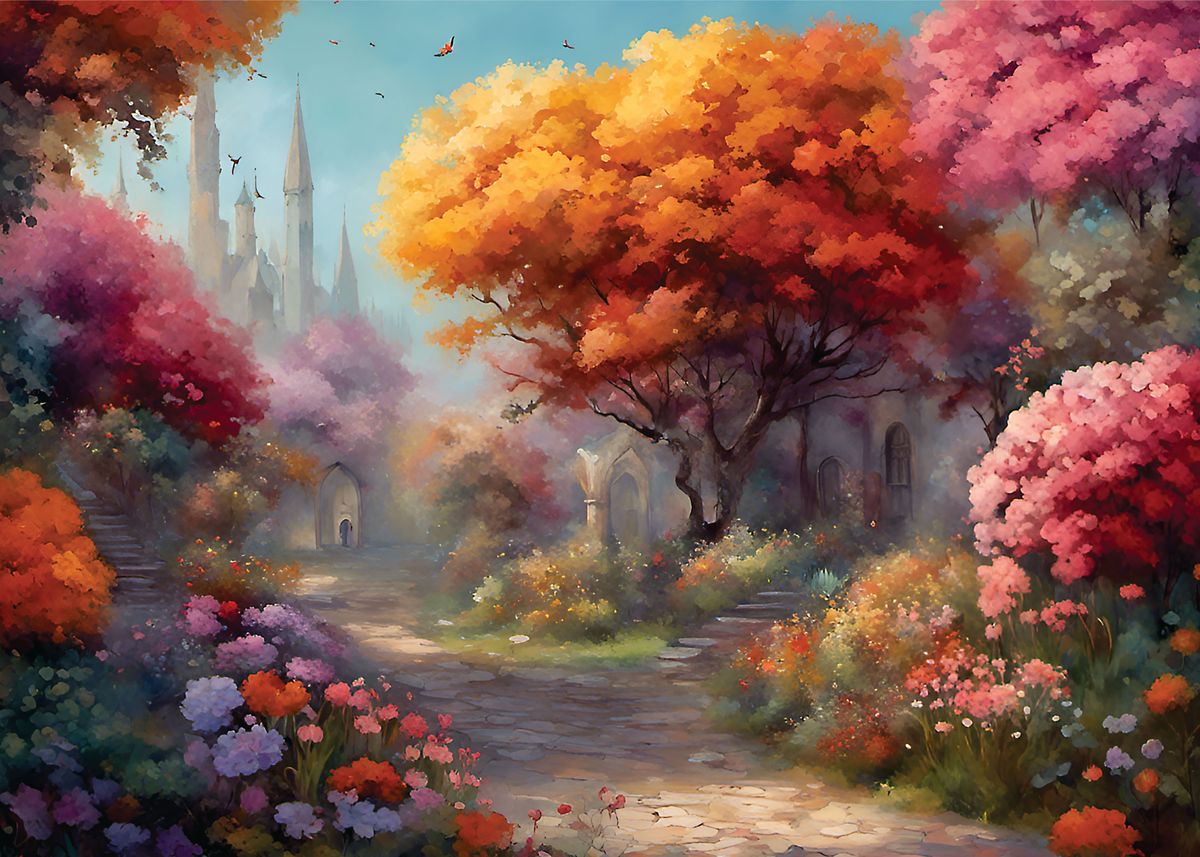 'Castle Flowers royalty' Poster, picture, metal print, paint by ...