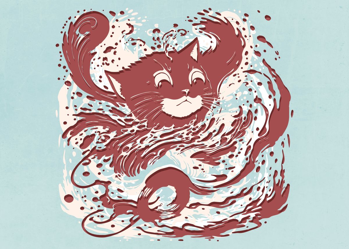 'Abstract Splash Cats ' Poster, picture, metal print, paint by One Red ...