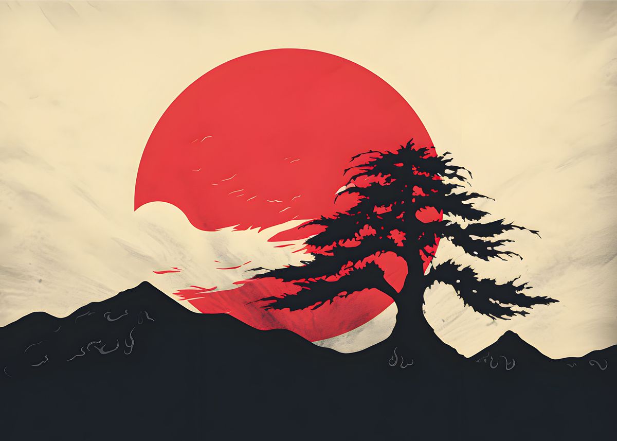 'Red Moon Japan ' Poster, picture, metal print, paint by designgraphic1 ...