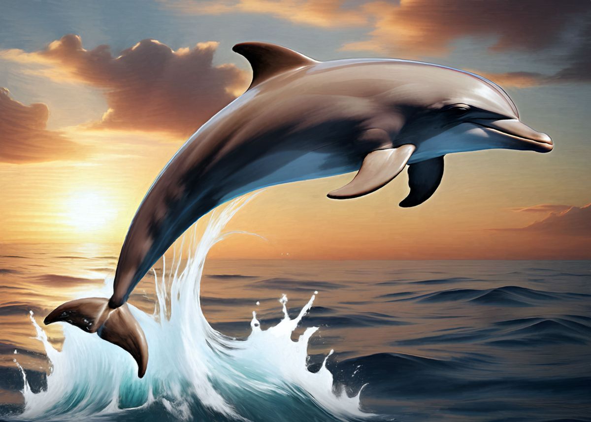 'Dolphin jumping' Poster, picture, metal print, paint by Portokalis ...