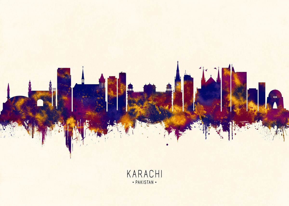 'Karachi Pakistan Skyline' Poster, picture, metal print, paint by ...
