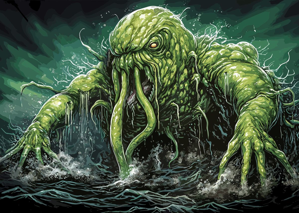 'Slimy Green Monster' Poster, picture, metal print, paint by ...