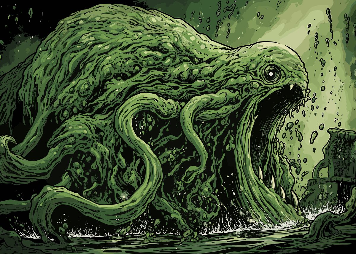 'Slimy Green Monster' Poster, picture, metal print, paint by ...