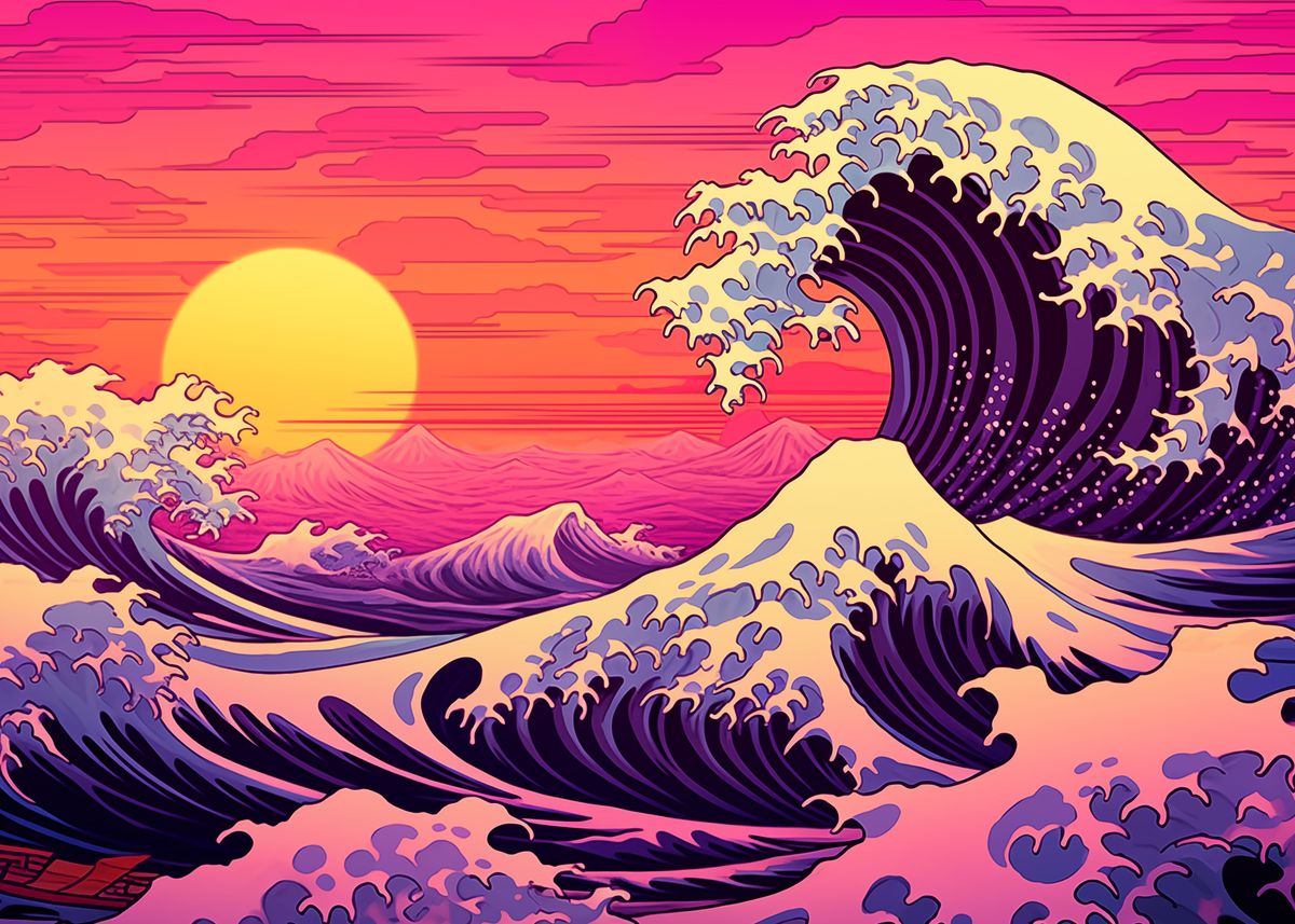 'The Great Japanese Wave' Poster, picture, metal print, paint by Akaiji ...
