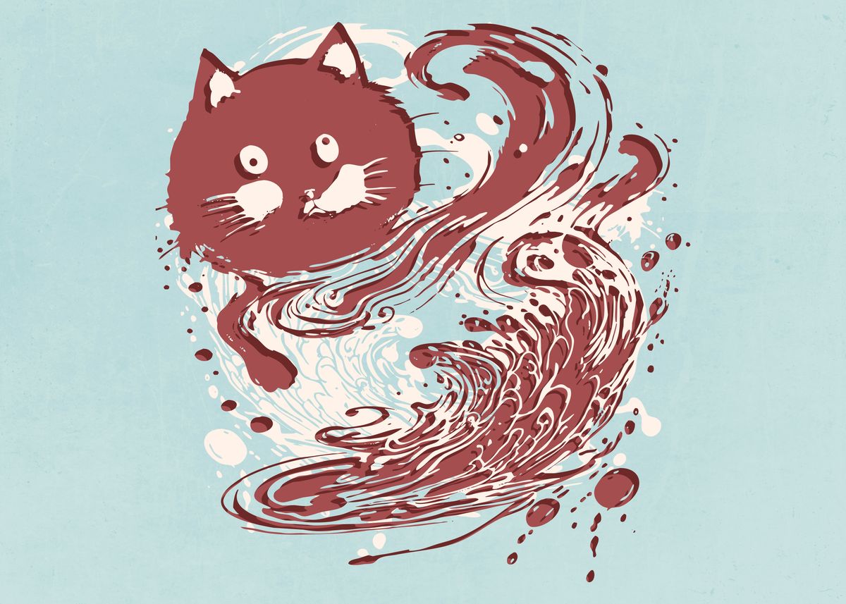 'Abstract Splash Cats ' Poster, picture, metal print, paint by One Red ...