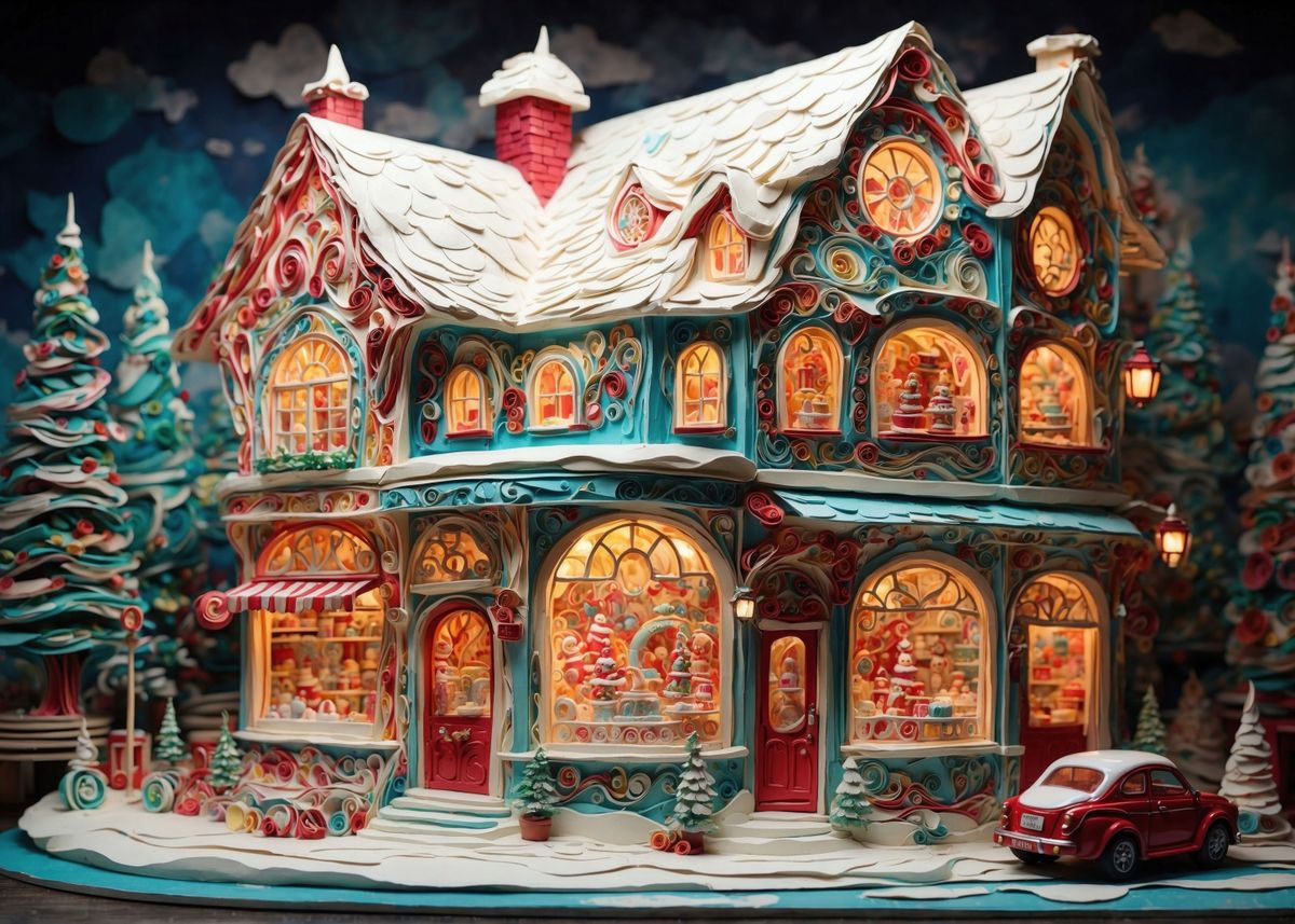 'Christmas Bakery Shop' Poster, picture, metal print, paint by LP ...