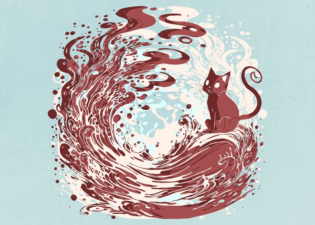 'Abstract Splash Cats ' Poster, picture, metal print, paint by One Red ...