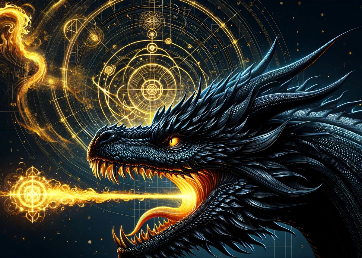 'Dragon Spells' Poster, picture, metal print, paint by Astro Blaster ...