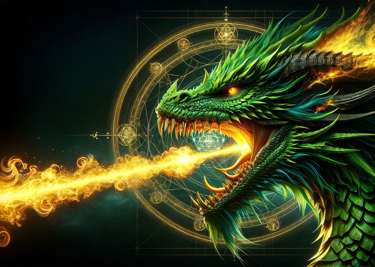 'Dragon Spells' Poster, picture, metal print, paint by Astro Blaster ...