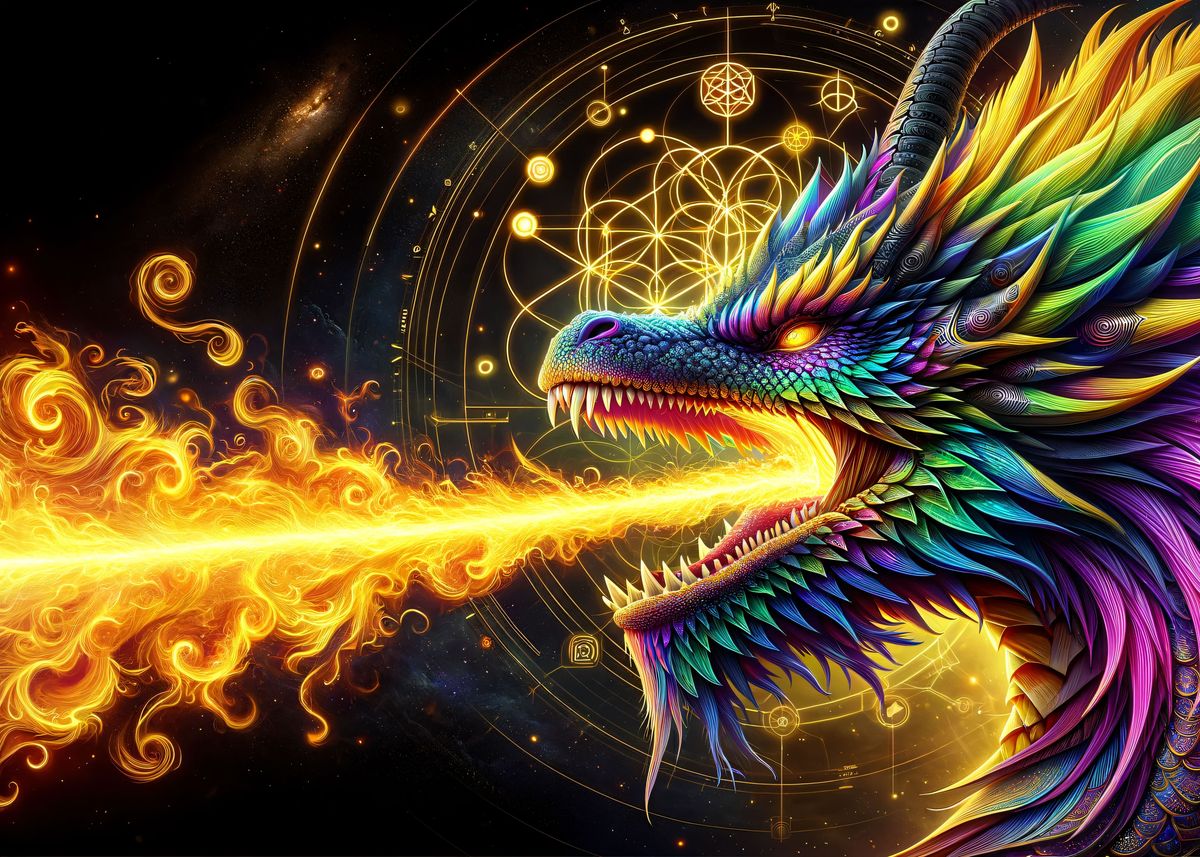 'Dragon Spells' Poster, picture, metal print, paint by Astro Blaster ...