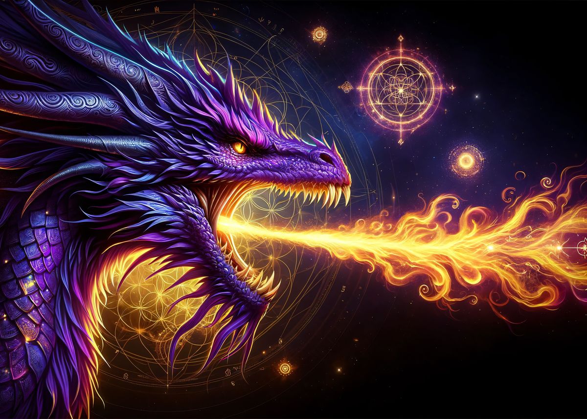 'Dragon Spells' Poster, picture, metal print, paint by Astro Blaster ...