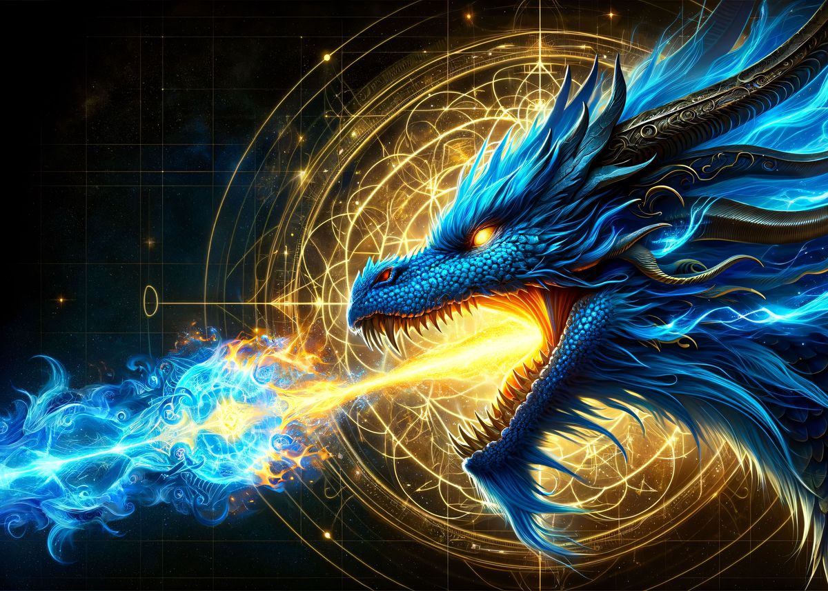'Dragon Spells' Poster, picture, metal print, paint by Astro Blaster ...
