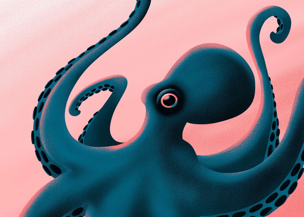 'Vibrant Pink Octopus' Poster, picture, metal print, paint by Sarah ...
