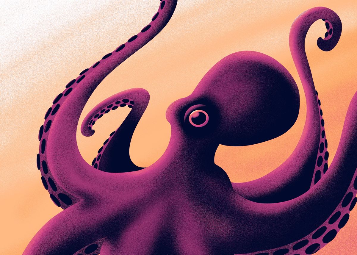 'Warm Vibrant Octopus' Poster, picture, metal print, paint by Sarah ...