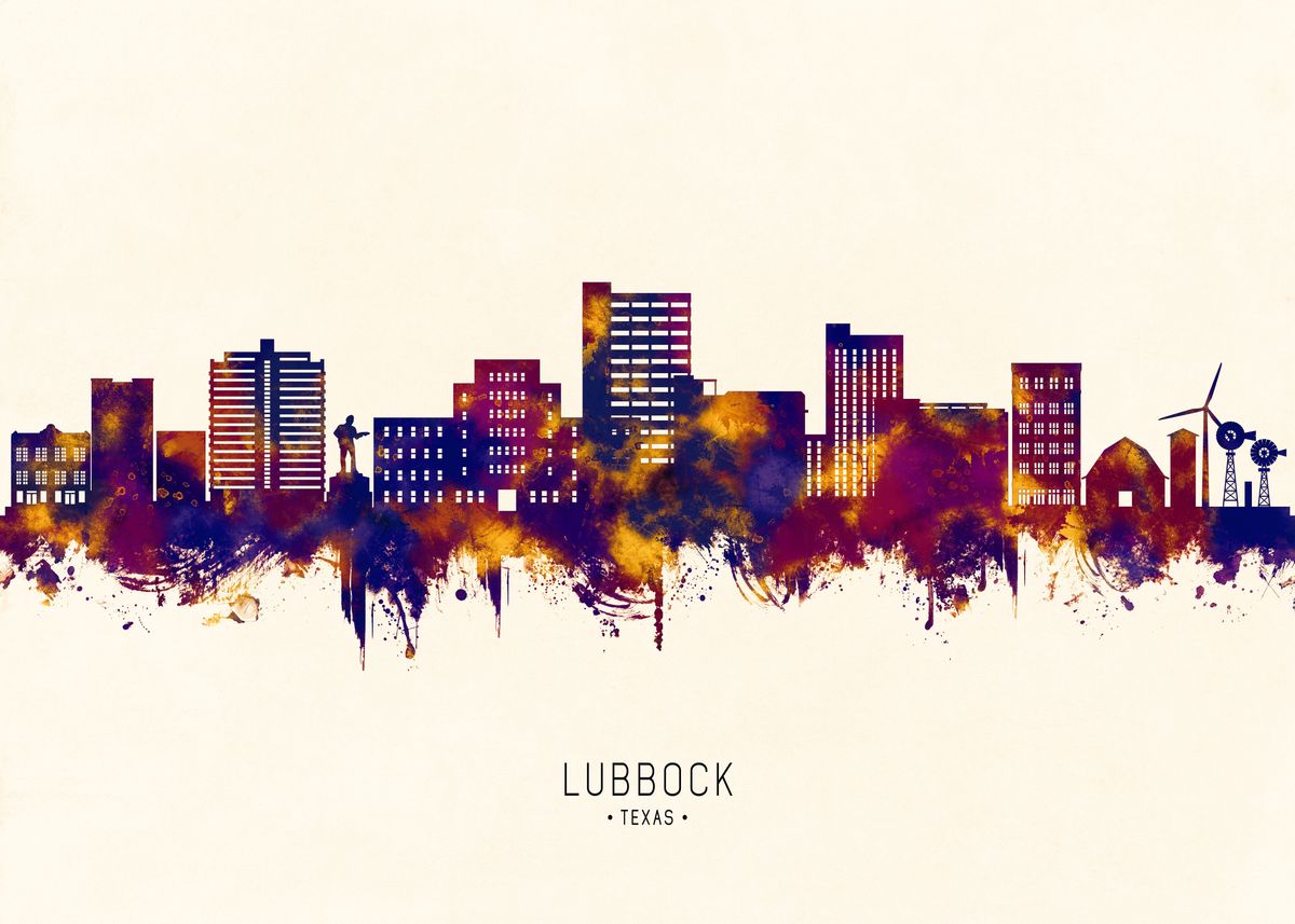 'Lubbock Texas Skyline' Poster, picture, metal print, paint by Towseef ...