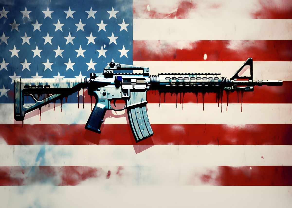 'USA Flag Rifle Gun Owner' Poster, picture, metal print, paint by ...