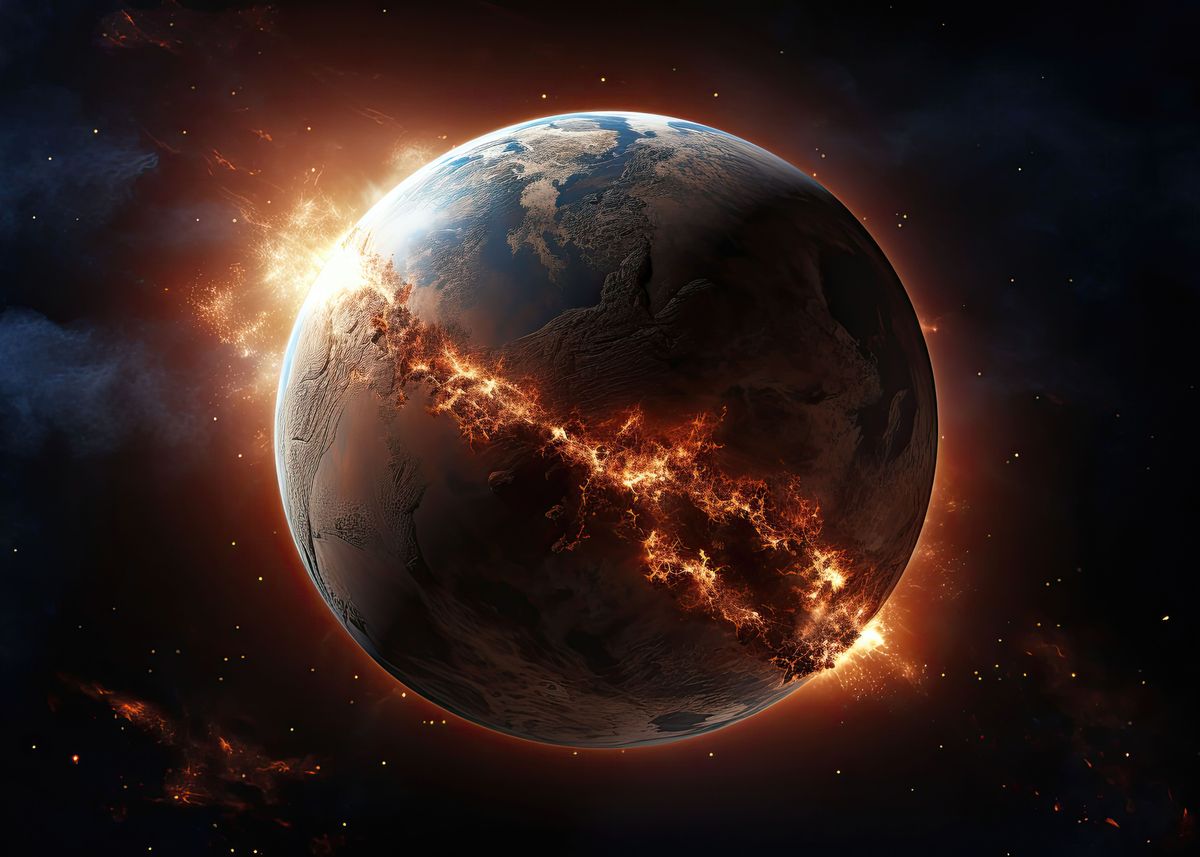 'Planet Earth destroyed' Poster, picture, metal print, paint by Dr ...