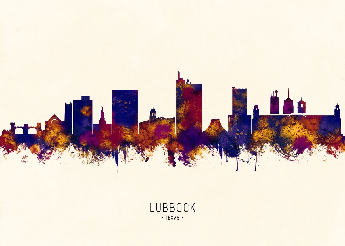 'Lubbock Skyline' Poster, picture, metal print, paint by Towseef Dar ...