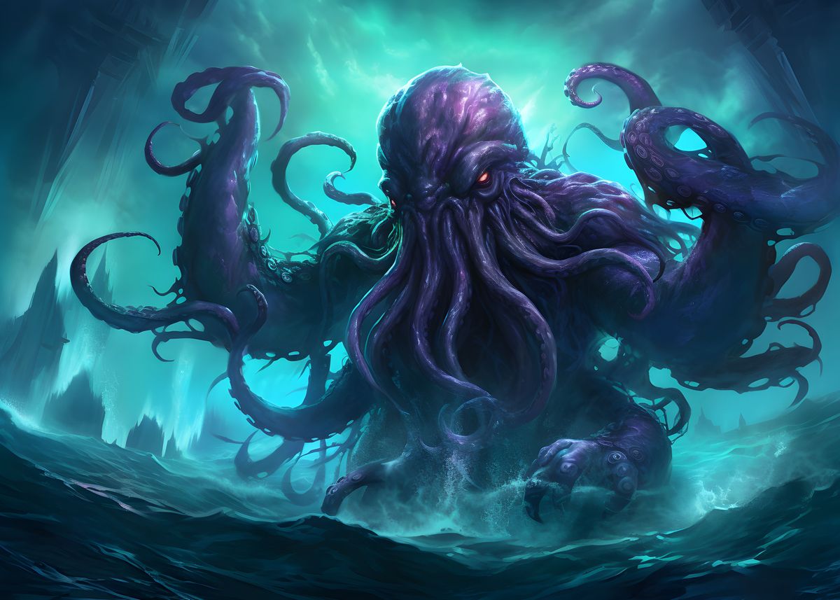 'Cthulhu Ocean Deco Art' Poster, picture, metal print, paint by Amazing ...