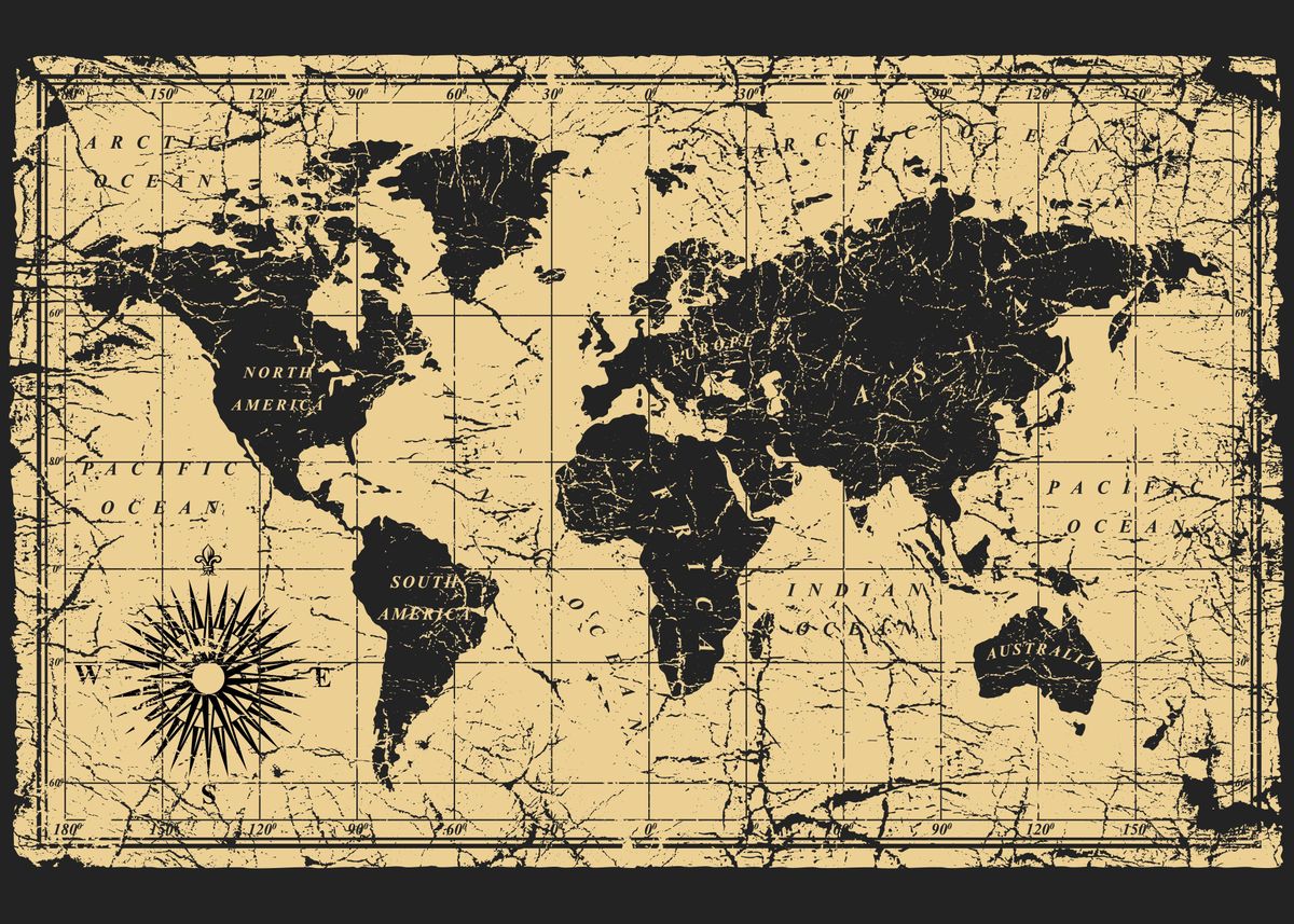 'Vintage Old World Map' Poster, picture, metal print, paint by Bramcrye ...