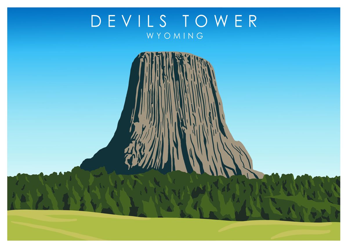 'Devils Tower' Poster, picture, metal print, paint by OmegaArt | Displate