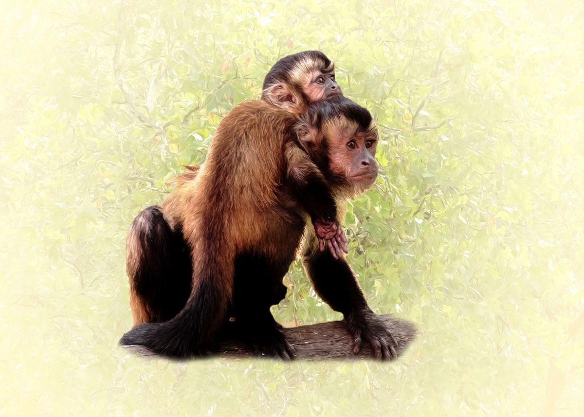 'Tufted capuchins' Poster, picture, metal print, paint by Gyula ...