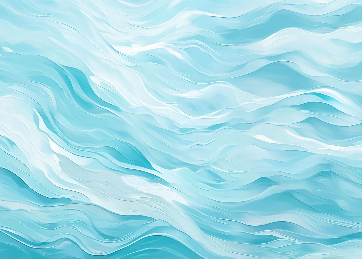'Abstract Blue Ocean Waves' Poster, picture, metal print, paint by ...