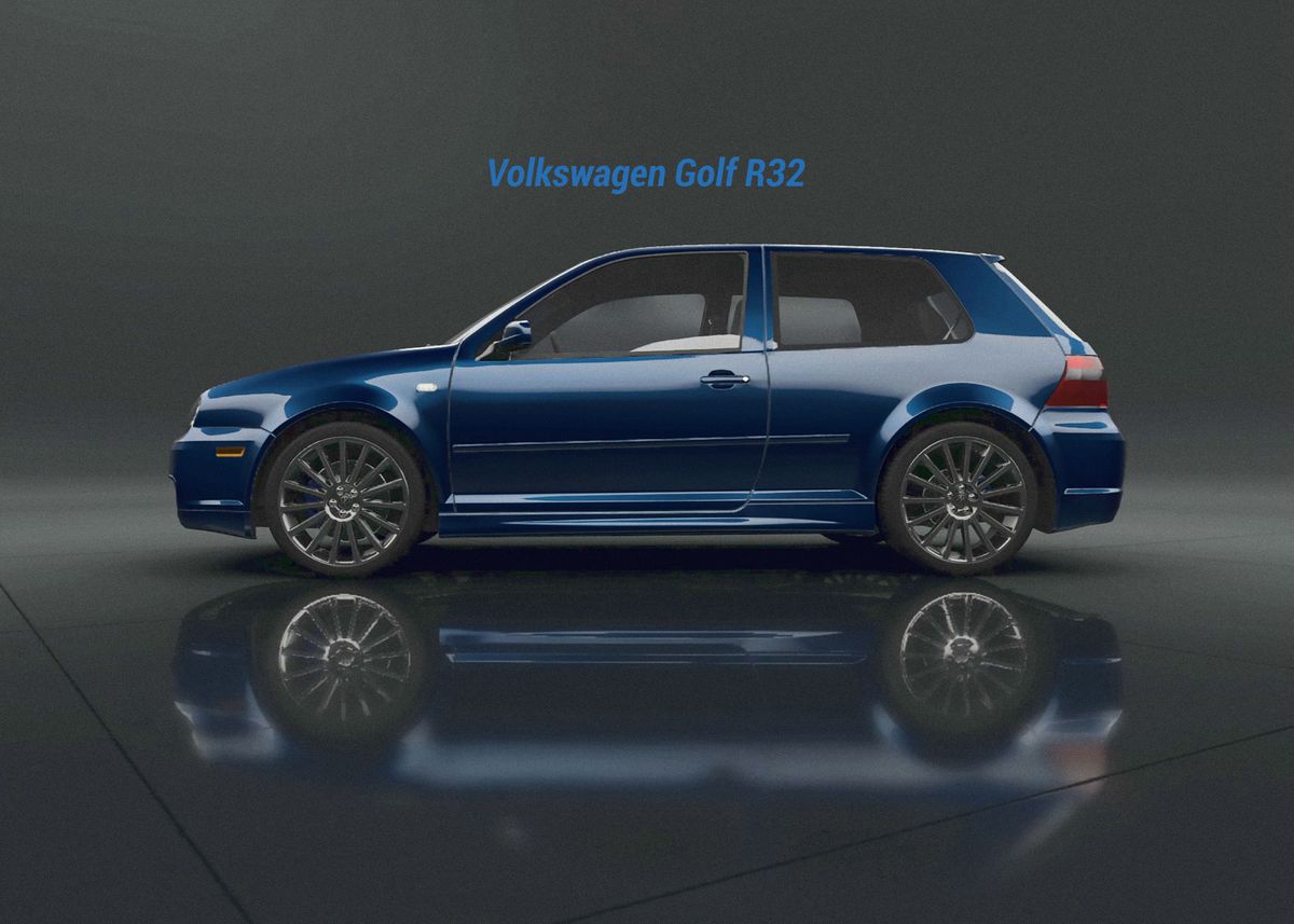 'Volkswagen Golf R32' Poster, picture, metal print, paint by One Line ...