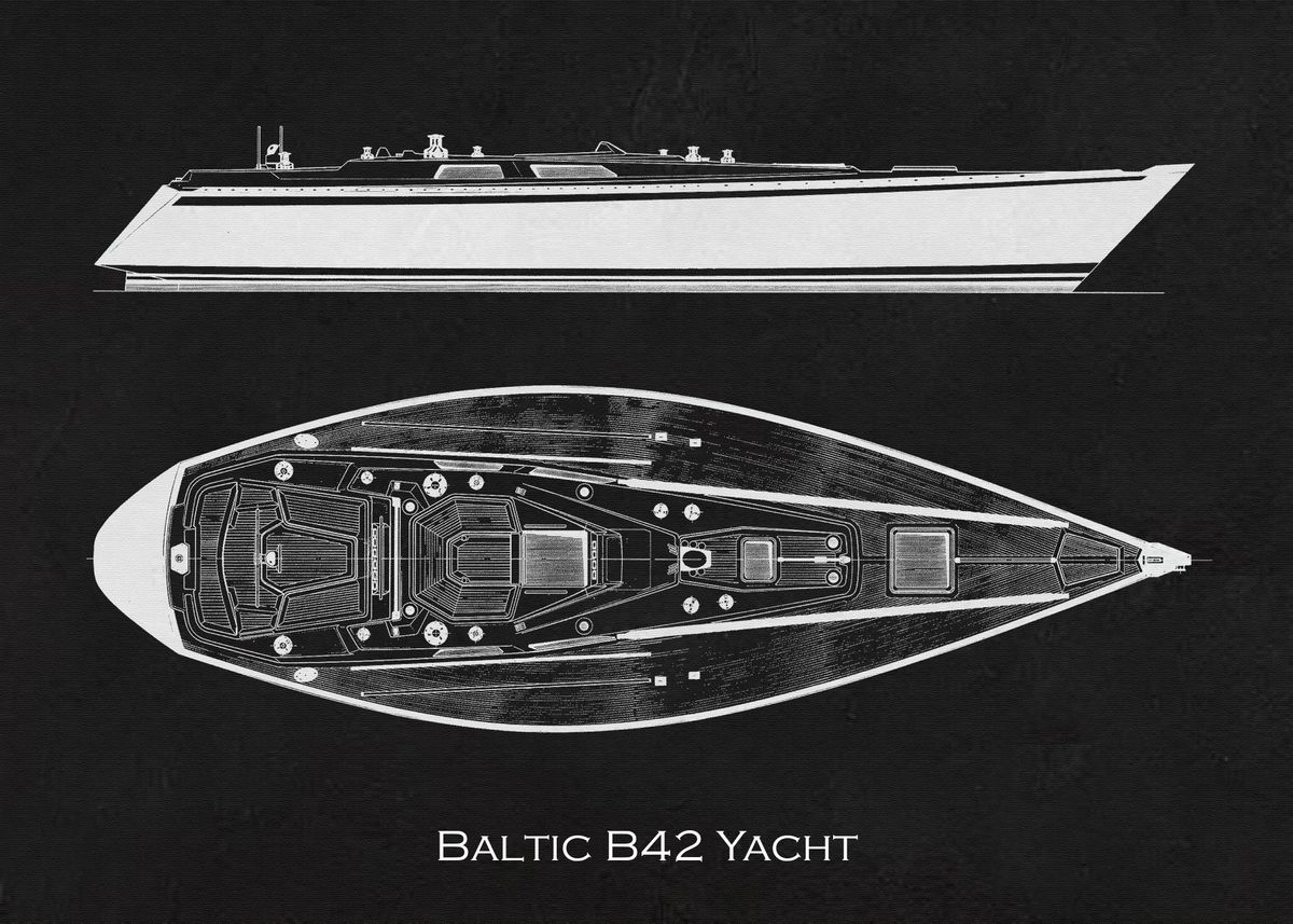 'Baltic B42 Yacht' Poster, picture, metal print, paint by Blueprint ...
