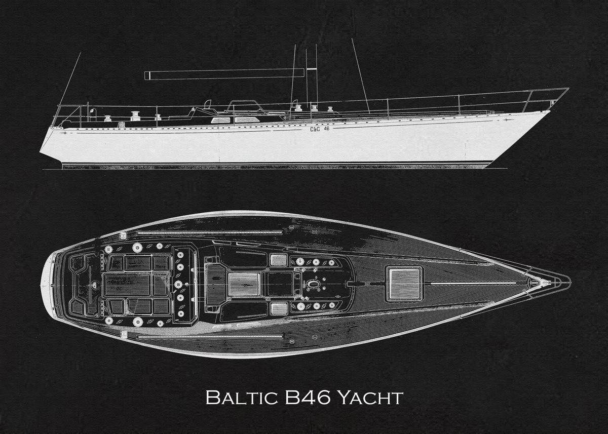 'Baltic B46 Yacht' Poster, picture, metal print, paint by Blueprint ...